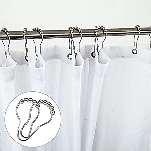 White Shower Curtain Liner Hooks Textured Sheer Linen Fabric Textile Faux Cotton See Through Heavy Duty Weighted Waterproof Simple Elegant Modern Farmhouse Shower Curtains for Bathroom Set 72x 72 Inch