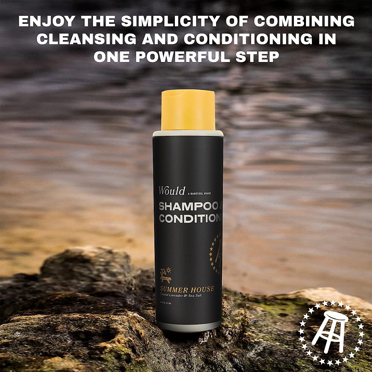 WOULD Men's 2-in-1 Shampoo & Conditioner - 16 Oz, Dual Action, Oakmoss & Pink Pepper Scent