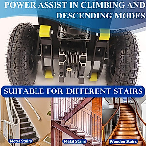 Reihipun Electric Stair Climbing Hand Trucks Dolly Cart for Moving 881lb Capacity Heavy Duty Stair Climber Cart Hand Trolley with 4 Wheels Motor Battery Powered for Heavy Furniture (Black - 24Ah)