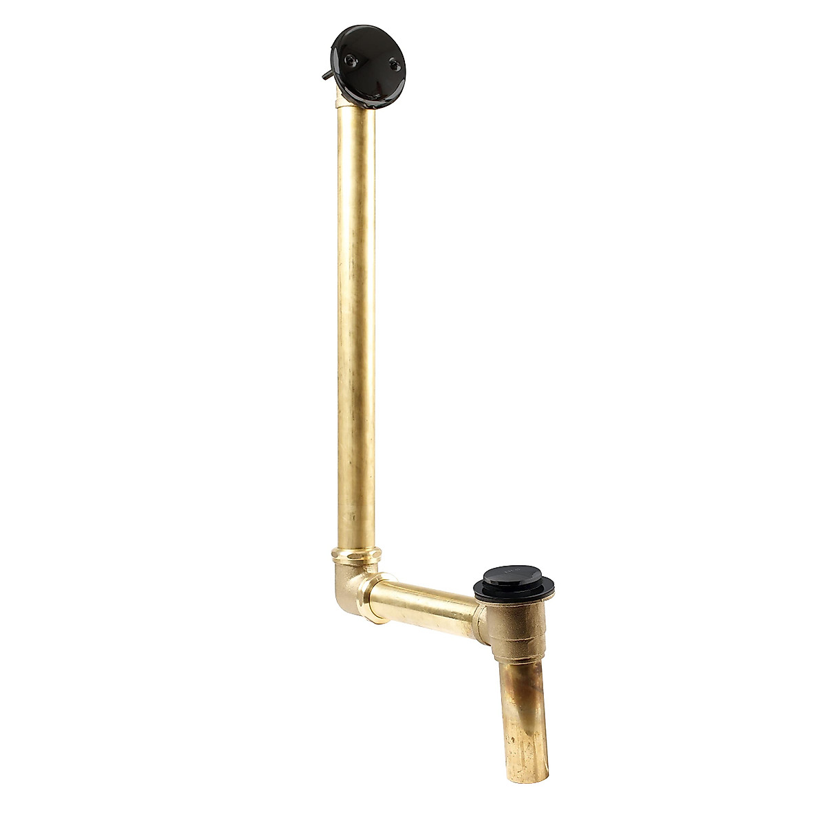 Westbrass 7931817-DC-62 18" Tip-Toe Drain Trim with 2-Hole Overflow Faceplate & Direct Connect Shoe Outlet, Matte Black