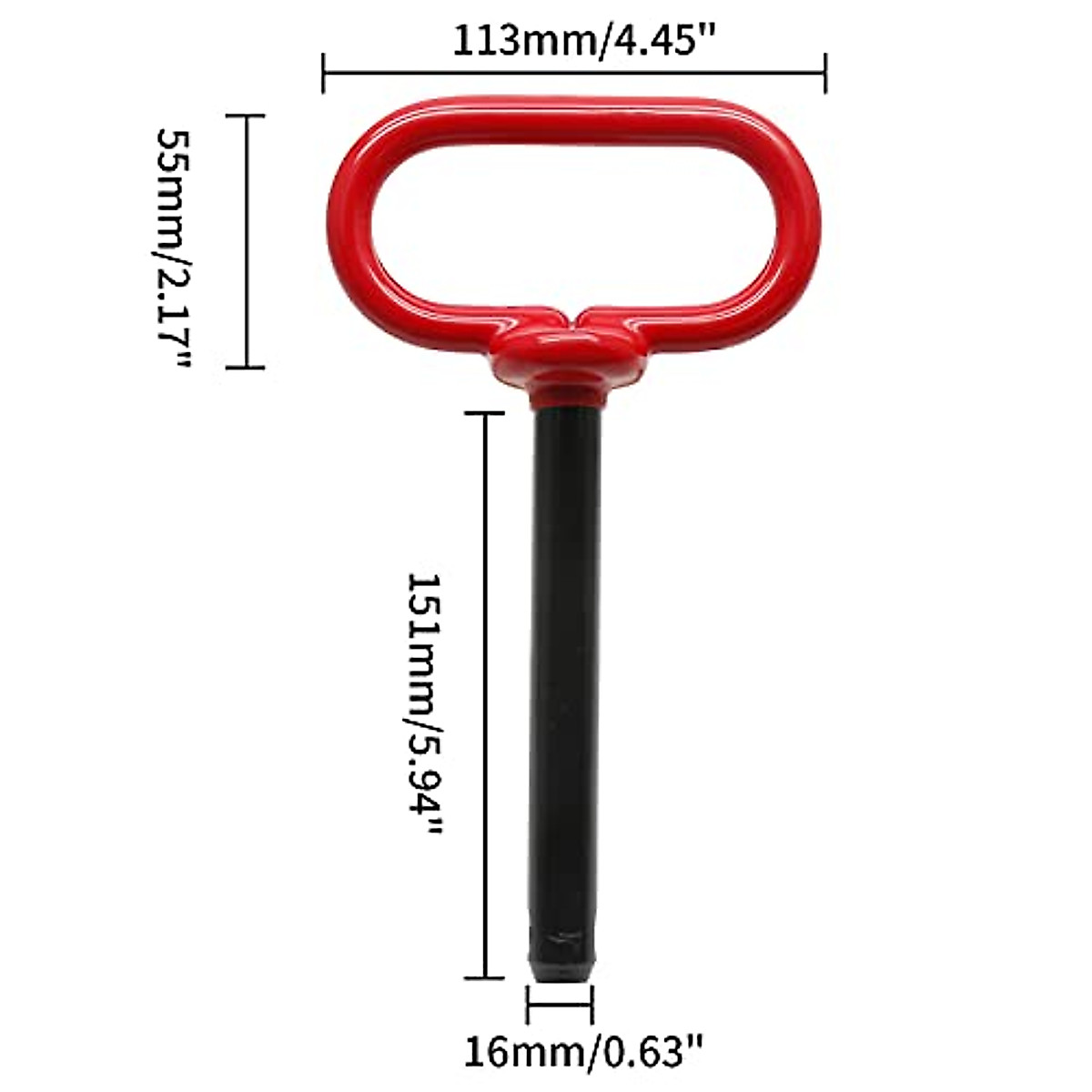 Bonsicoky 2Pcs Tractor Towing Hitch Pin and Clip, 5/8 x 6 Inch Trailer Gate Pin for Towing Tractor, RV, Truck, Boat, Car - Red Handle