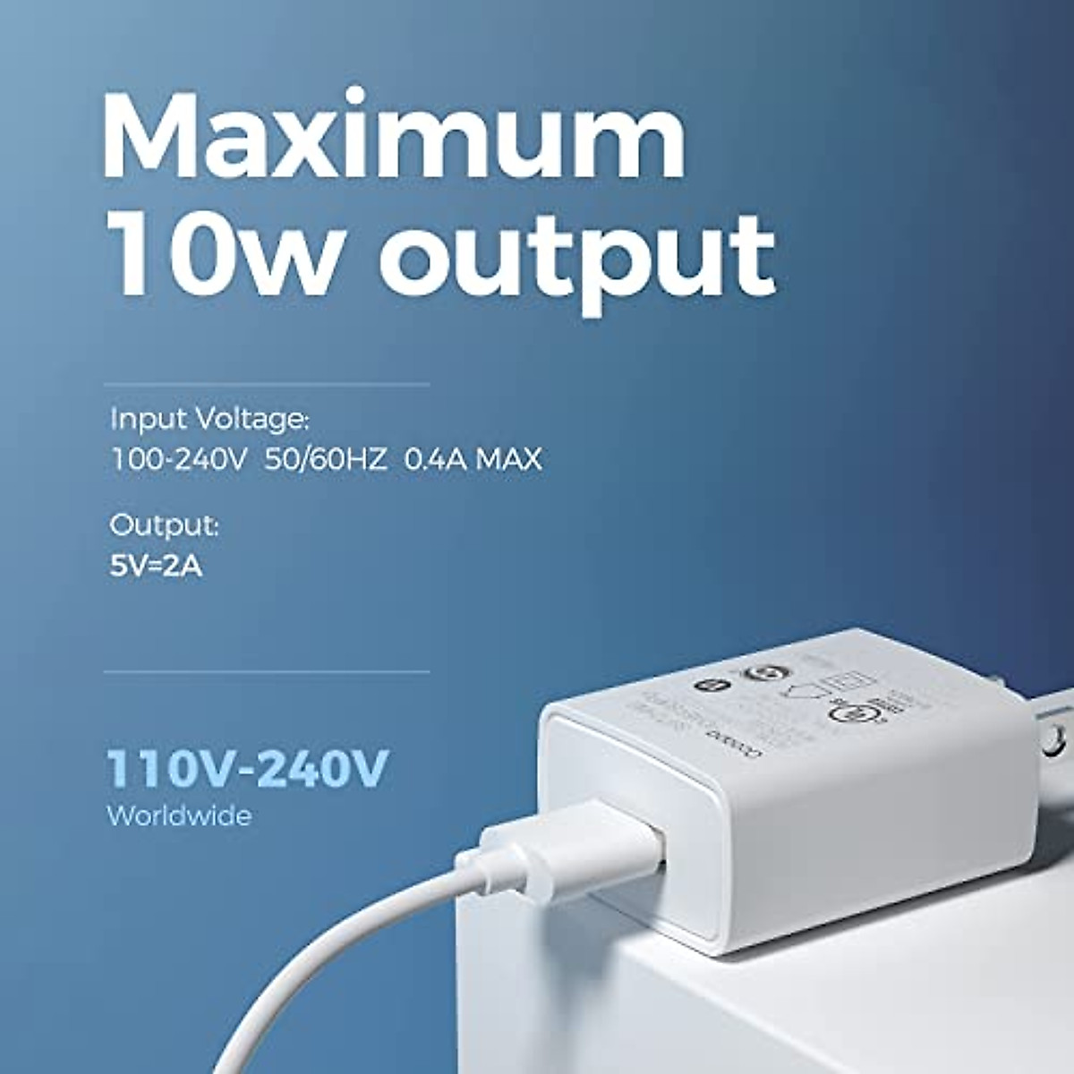 OCOOPA Hand Warmer Charger, 10W Charge Adapter, USB Wall Charger for 118s, USB C to USB A, 5V*2A