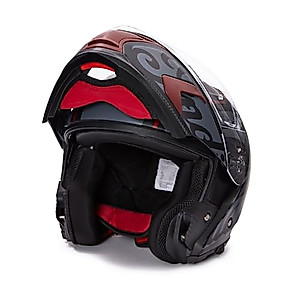 Indian Motorcycle Full Face Modular Helmet With Flip Up Dual Sunvisor for Adults, Matte Black, Bluetooth Compatible, Quick Release Strap, DOT Approved Helmet, for Men and Women