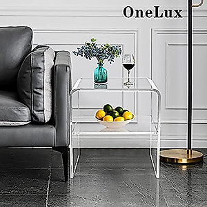 ONELUX 1626 Acrylic Bedside nightstand with Additional Shelf,Lucite Occasional Sofa Tables