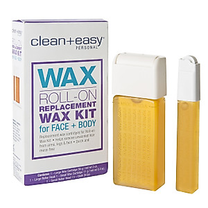 Clean + Easy Roll-On Wax Kit For Face & Body, Wax Cartridge Refills, Replacement Kit