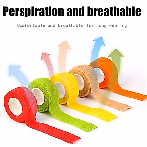 (12-Pack) 1” x 5 Yards | Self Adhesive Bandage Wrap, Kuvvfe Athletic Elastic Cohesive Bandage for Sports Injury,Strain,Knee & Wrist,Ankle Sprains & Swelling First Aid