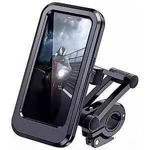 QXTEI Bike Phone Mount | Waterproof Cell Phone Holder for Bicycles & Motorcycles | 360° Rotation for Vertical & Horizontal View During Road Rides | Shock-Proof & Compatible with 4-6.5” Smartphones