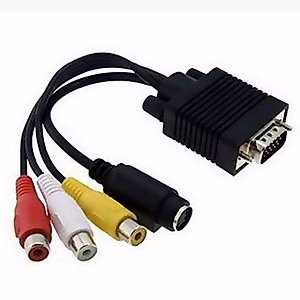 ANRANK High Performance VGA SVGA to S-Video 3 RCA Composite AV TV Out Adapter Converter Cable for PC Laptop