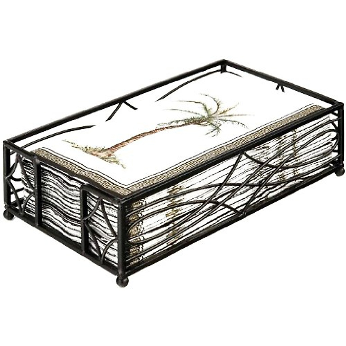 Boston International Wave Design Guest Towel/Dinner Napkin Holder Caddy, 9 x 5.25-Inches, Black