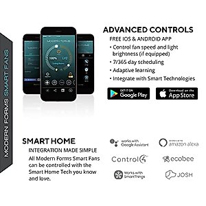 Zephyr Smart Indoor and Outdoor 3-Blade Ceiling Fan 62in Matte Black with 3000K LED Light Kit and Remote Control works with Alexa, Google Assistant, Samsung Things, and iOS or Android App