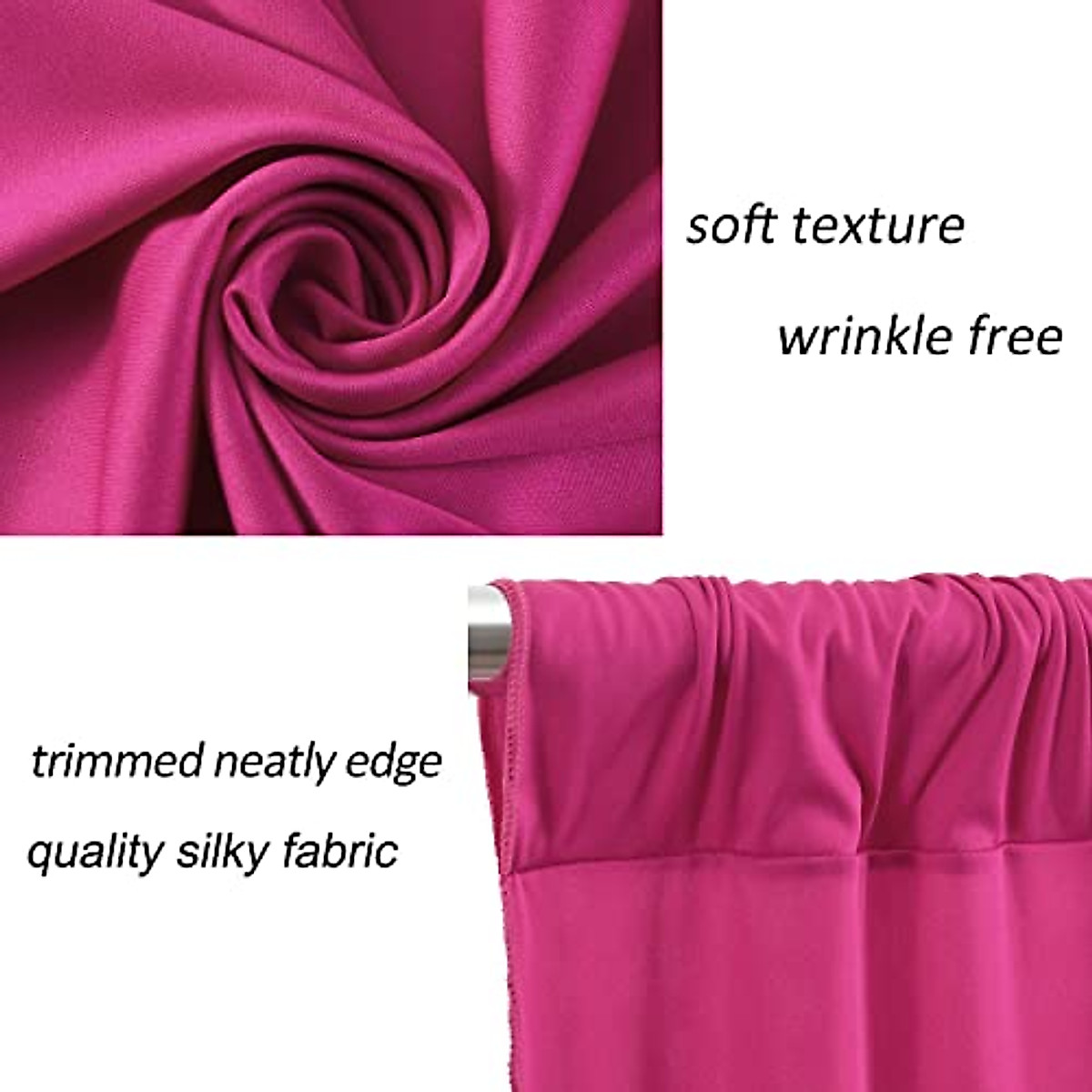 10x10 Fuchsia Backdrop Curtain for Parties Birthday Party Wrinkle Free Hot Pink Photo Curtains Backdrop Drapes Fabric Decoration for Wedding 5ft x 10ft,2 Panels