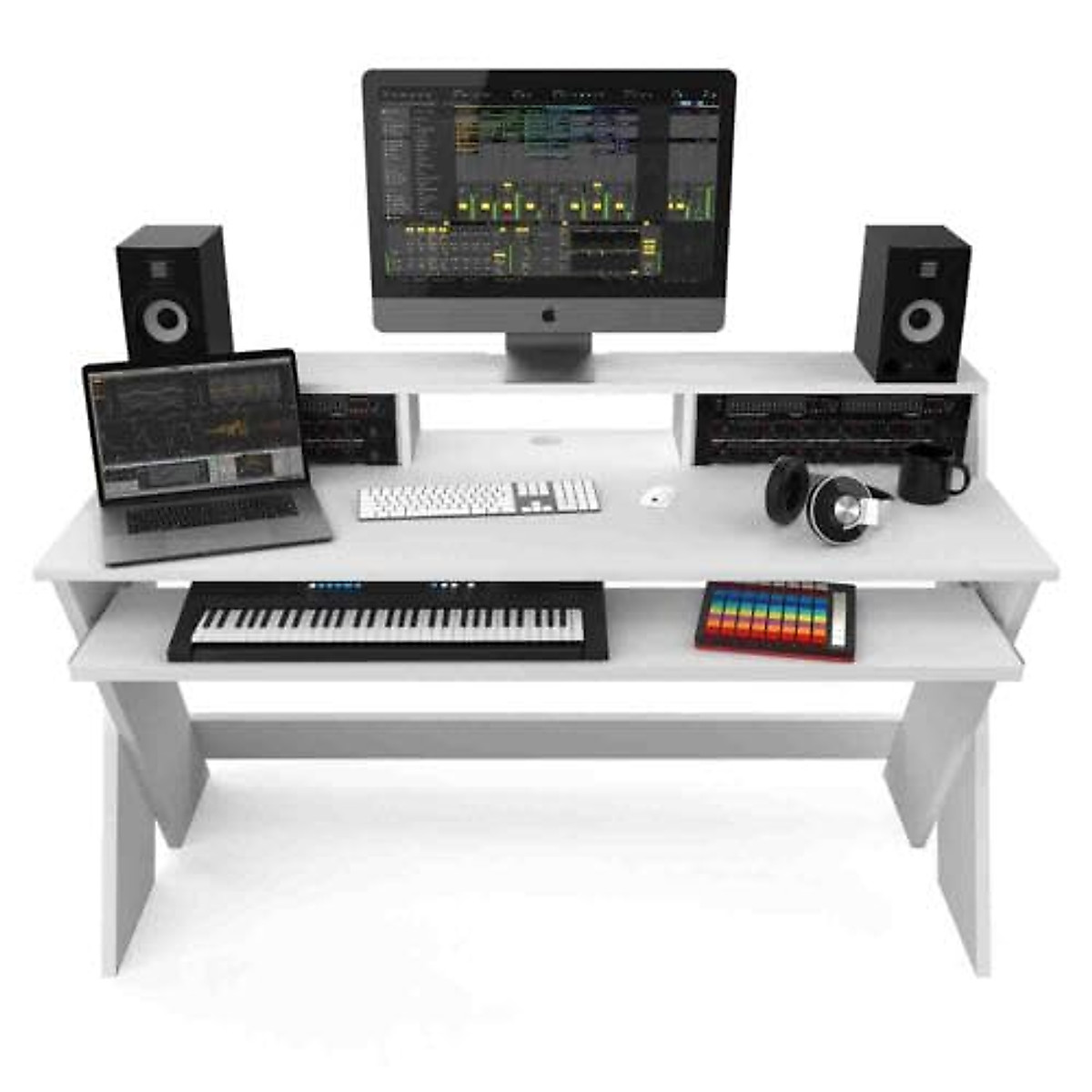 Glorious Sound Desk Pro White Professional Studio Workstation, White