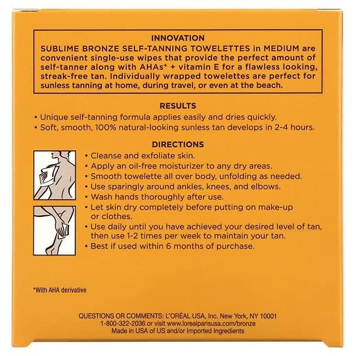 Loreal Paris Sublime Bronze self tanning Towelettes for body (3 Pack)