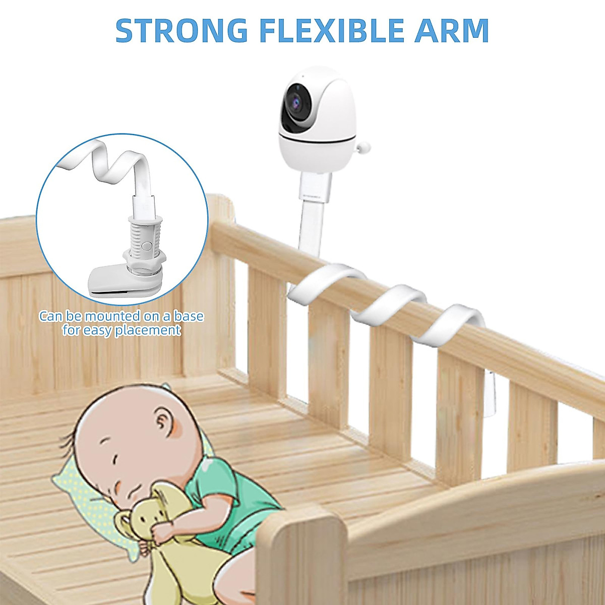 Baby Monitor Mount, 1/4 Threaded Holes Universal Baby Monitor Wall Mount, Flexible Clip Clamp Mount/Long Gooseneck Arm Baby Monitor Stand, No Tools Versatile Twist Holder (Clip Mount)