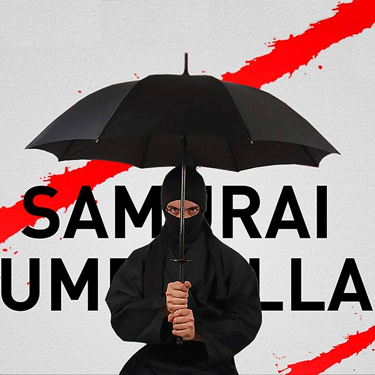 Neutral Samurai Umbrella， Japanese Umbrella Samurai Umbrella， Creative Strong Windproof Semi-Automatic Umbrella ，Decoration Cool Birthday Gift， Anime Same Umbrella (16 bone)