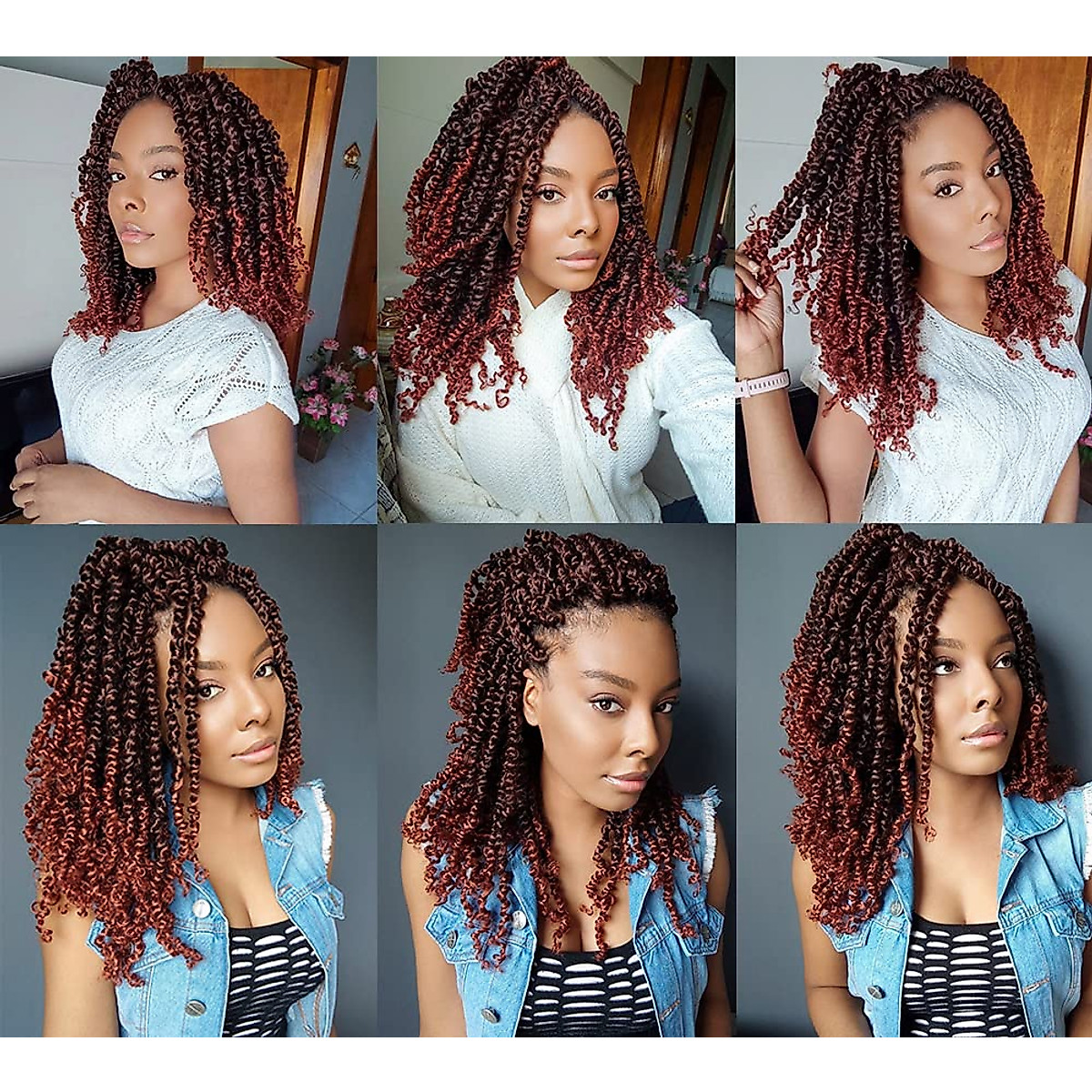 Passion Twist Crochet Hair 10 Inch 8 Packs Pre-twisted Passion Twist Crochet Hair Pre-looped Passion Twist Hair Bohemian Braids Synthetic Crochet Hair Extensions(10 Inch (Pack of 8), 1B/350#)