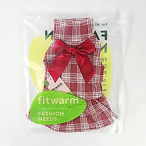Fitwarm Dog Christmas Outfit, Winter Dog Dress, Dog Clothes for Small Dogs Girl, Turtleneck Plaid Pet Costume, Cat Apparel, Red, XXS