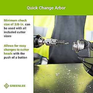 Greenlee 655 4-Piece Quick Change Carbide-Tipped Hole Cutter Set, 7/8" - 1-3/8"