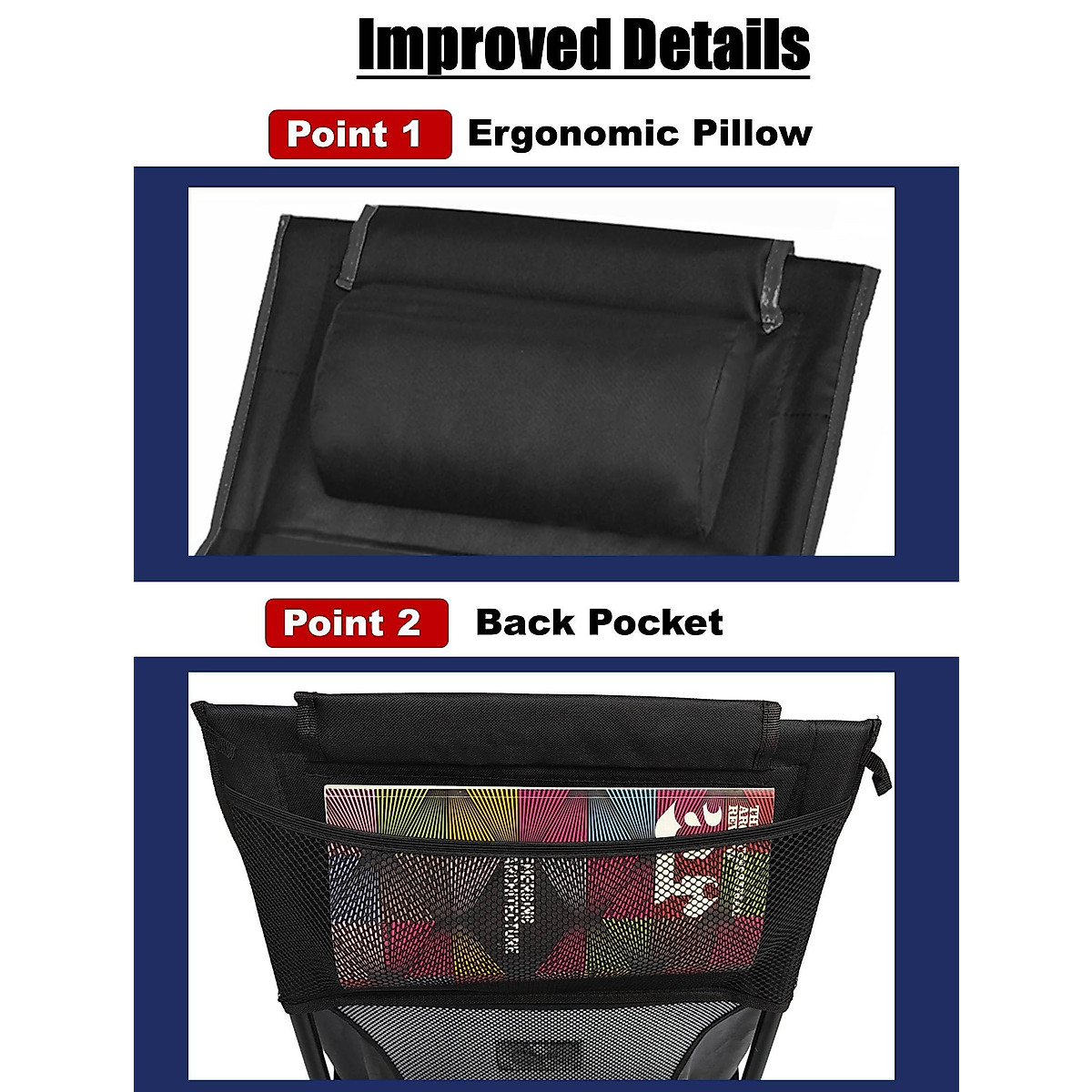 DRAXDOG Oversize Camping Chair, Minimalist Style, Carbon Steel Frame, Black, Large, Adult, Outdoor, 5.5 lbs, 330 lbs Max Weight, Foldable, Easy Setup, Practical, Comfortable, Versatile Uses