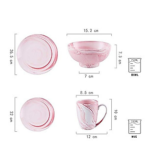 TBGFPO 16-Piece Multicolor Ceramic Porcelain Dinner Set with 4*Dinner Plate, Dessert Plate, Bowl, Mug Set Service for 4