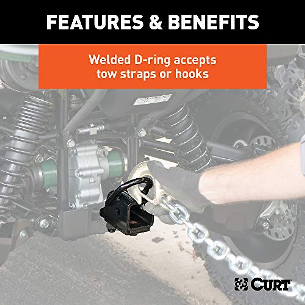 CURT 45006 Bolt-On 2-Inch ATV, UTV Trailer Hitch Receiver Adapter