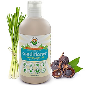 Nature Sustained Hydrating Natural Conditioner - Lemongrass Moisturizing Organic Sulfate Free Conditioner - Raw Wildcrafted Probiotic Hypoallergenic Cleansing Conditioning Wash for All Hair - 9 Oz