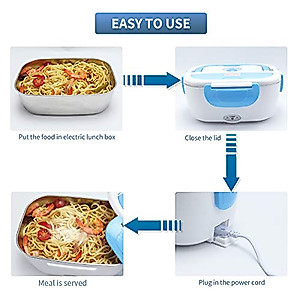 VECH Electric Lunch Box - 110V Heated Lunch Box for Adults - Food Heater Food Warmer Lunch Box - Fast Heating, Safe Food Grade Material,Home and Office Use (Blue)