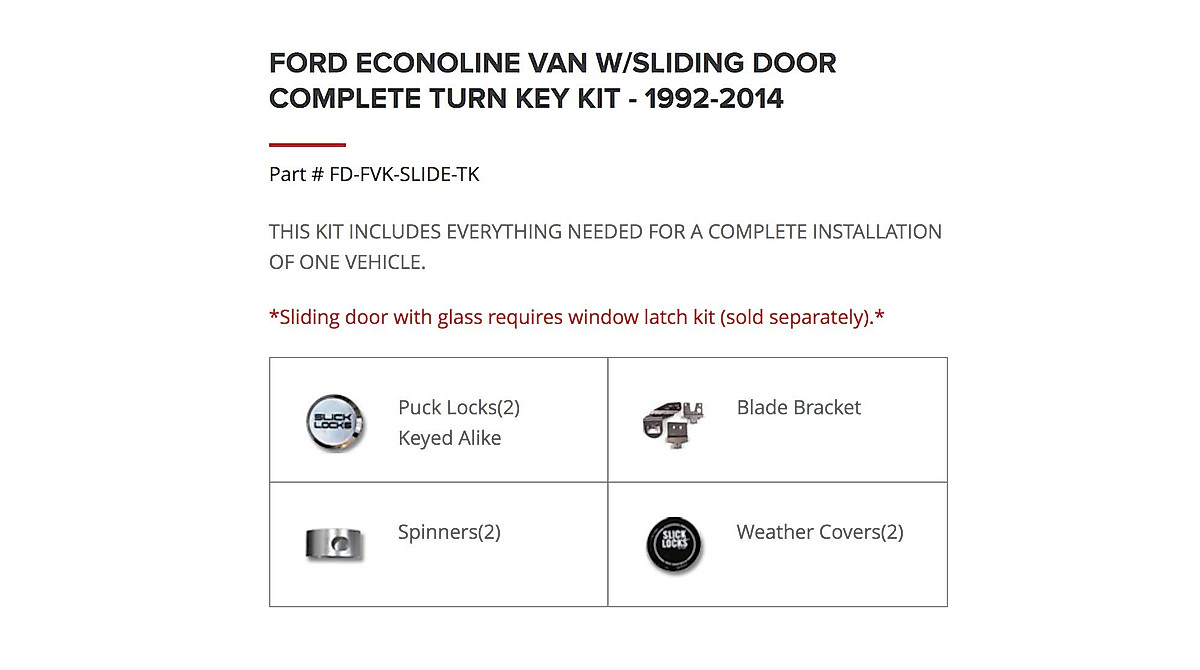 Slick Locks Ford Sliding Door Kit - Complete Security & Easy Install