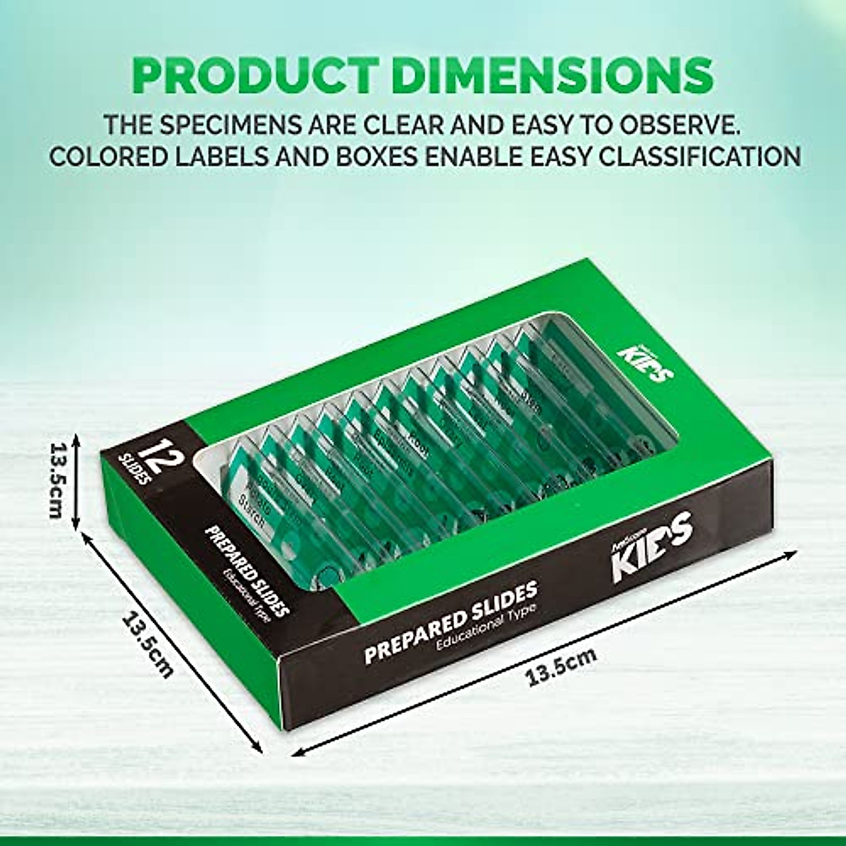 AMSCOPE-Kids 48pcs Kids Plastic Prepared Microscope Slides of Animals Insects Plants Flowers Sample Specimens for Stereo Microscopes