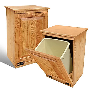 Peaceful Classics Tilt Out Trash Cabinet- Amish Handcrafted Wooden Pull Out , Decorative Trash Bin Cabinet for Kitchen, Bedroom, & Home Patio, Laundry Hamper Cabinet, Golden Oak
