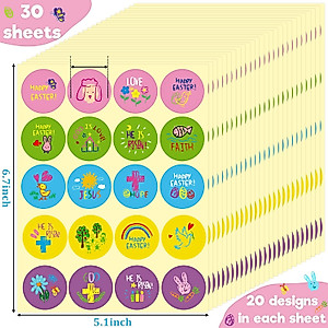 Haooryx 600PCS Religious Bible Stickers for Kid Cartoon Catholic Child Drawn Christian Religious Sticker Jesus He is Risen Sticker Spring Scripture Faith Sticker for Sunday School Party Art Craft