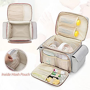 Damero Breast Pump Bag Compatible with Spectra S1 and S2, Pumping Cooler Bag for Bottles and Breast Parts, Fits for Home or Travel Use, Light-Gray Pink