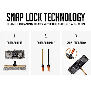 SWOPT 10” Premium Rough Surface Scrub Brush + 60" EVA Foam Comfort Grip Wooden Handle, Combo — Stiff Bristle Cleaning Brush with Interchangeable Long Handle — Clean Outdoor Surfaces Comfortably