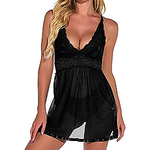 Sexy Bra and Panty Sets, Teddy Lingerie for Women Lingerie Women's Lengerie Ladies Strap Lace Crochet Cutout Lingerie Embroidery Underwear Outfit Lingerie Set Women's Exotic Sets (S, Black-6)