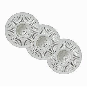 Hairstopper HS3-AMZ Evriholder Plastic Bathtub Drain Protector for Bathtubs & Showers, Pack of 3, White