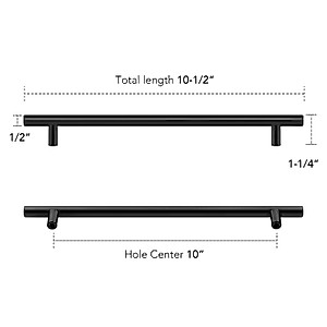 Home Expert 5 Pack 10 Inch Black Cabinet Handles Matte Black Cabinet Pulls Black Dresser Drawer Pulls Stainless Steel Kitchen Cabinet Handles Matte Black 10-1/2 Inch Overall Length