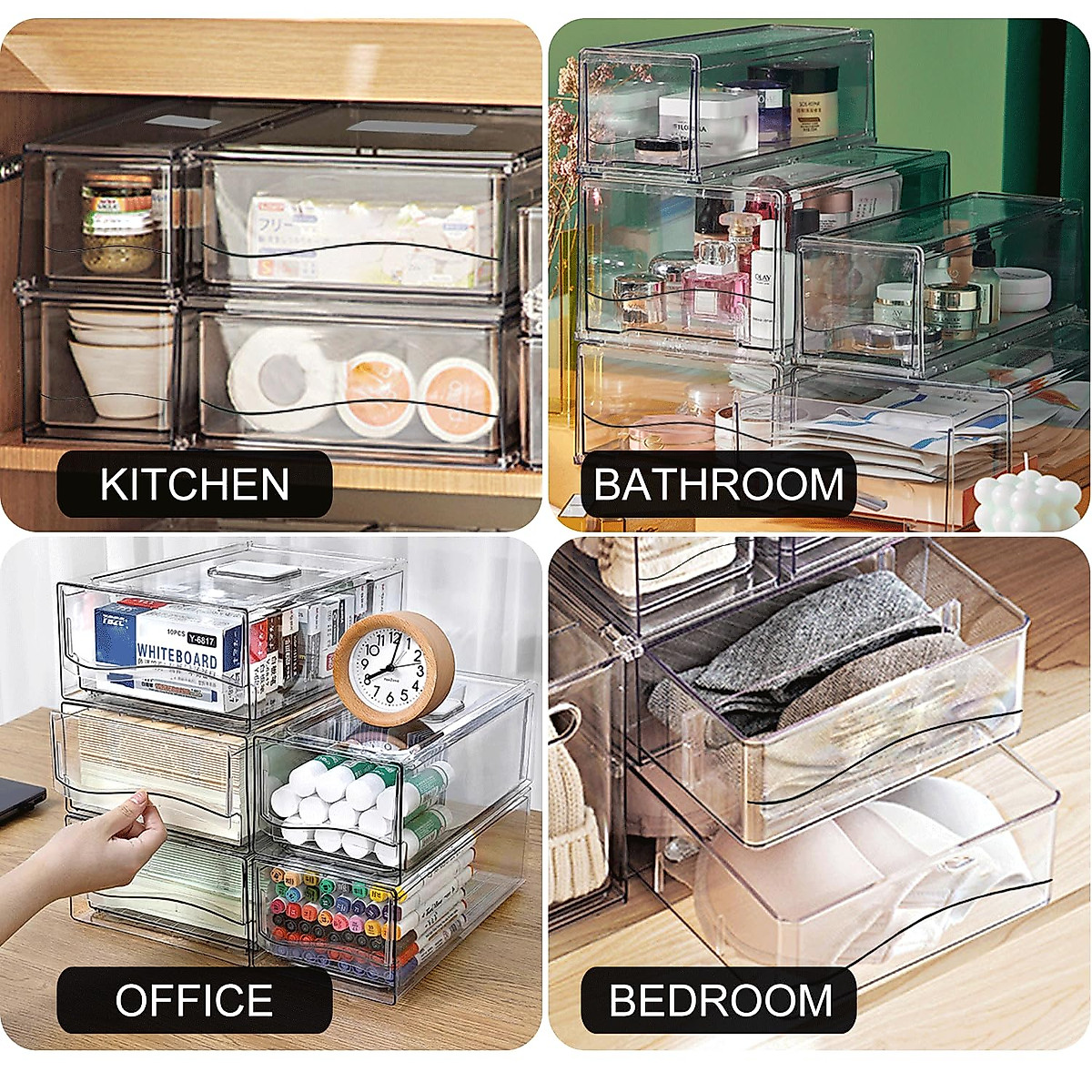 Yatmung Refrigerator Organizer Bin with Ventilation System - Clear pull out fridge storage drawers stackable plastic -Vegetable, deli, freezer, kitchen - Refrigerator Organizing and storage ( 2 Pack )