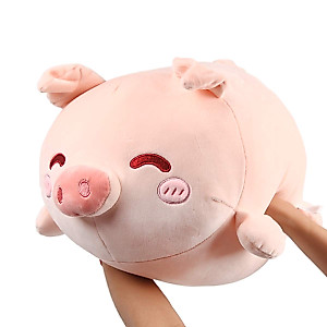 ARELUX Pig Plush Pillow Stuffed Animal Snuggly Pillow Cute Plush Toy Snuggle Buddy Pig Plushie Kawaii Soft Hugging Pillow for Kids Boys Girls 17.7in