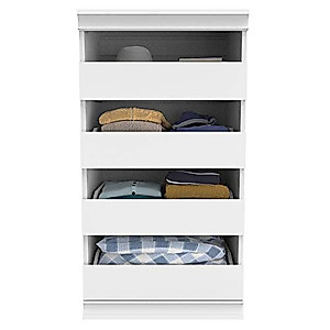 ClosetMaid Modular Storage Unit with 4 Drawers, Wood Closet Organizer, Stacking, Full Backer, Storage, Decorative Trim, White