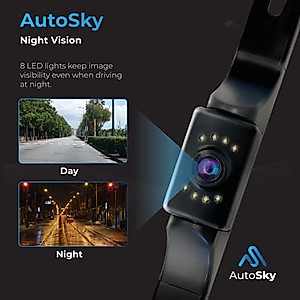 AutoSky Newest HD Back up Camera, 8 LED License Plate Reverse Camera - Back up Camera for Cars, Trucks, Pickups, SUVs or RVs - Easy Installation, Waterproof