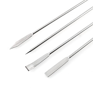 ZZHXSM 1Set of 3 Pcs Scientific Labwares Stainless Steel Double Ended Micro Lab Scoop Spoon Laboratory Equipment Half Rounded and Flat End Spatula Sampler
