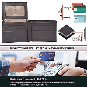 Mens Leather Wallet Rfid Blocking Slim Bifold Front Pocket Flip ID Window With 12 Slots | Real Chrome Free Leather | Multiple Card Holder | Compact Premium Best Handmade Gift (Chocolate Brown)