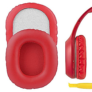 Geekria QuickFit Protein Leather Replacement Ear Pads for Edifier W800BT (FCC ID:Z9G-EDF41), K815, W808BT Headphones Earpads, Headset Ear Cushion Repair Parts (Red)