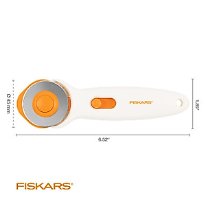 Fiskars 45mm Rotary Cutter for Fabric - Premium Stick Rotary Cutter - Craft Supplies - Crafts, Sewing, and Quilting Projects - White