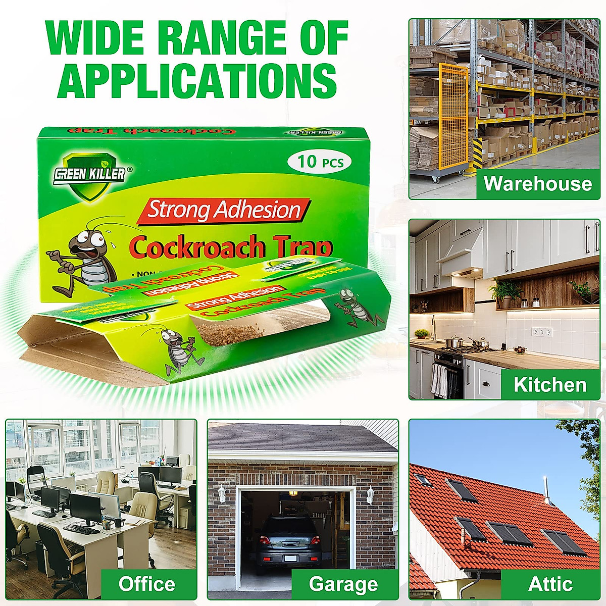 Qualirey Roach Killer Indoor Sticky Roach Traps Glue Cockroach Killer Infestation Home Cockroach Trap for Indoor Home Pest Bug Insect Control 8.66 x 7.6 Inch(80 Pcs)