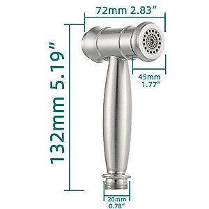 Tecmolog Stainless Steel Handheld Bidet Sprayer 2 Functions Cloth Diaper Sprayer for Toilet, Brushed Nickel, WS035