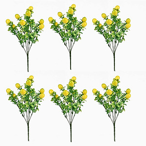 YQYAZL 6 Pack Artificial Lemon Branches, Yellow Fake Tree Plants Branch Fruit with Green Leaves for Vase Home Party Garden Decor, 211029XU01-lj6-10587-1849271821, Yellow+Green, 36cm/14.2inch1