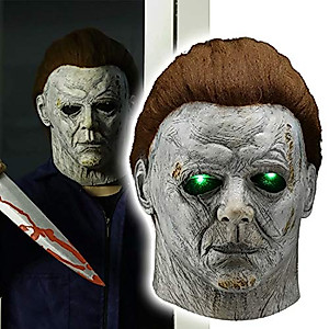 Bulex LED Light up Michael Myers Mask Scary Halloween Murderer Killer Mask Creepy Full Head Latex Mask Horror Cosplay Costume