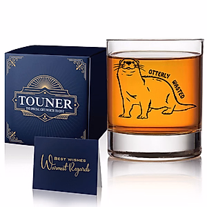 TOUNER Funny Otter Otterly Wasted Whiskey Glasses, Otter Whiskey Glass Gift For Otter Lover, Otter Gifts, Otter-themed Gifts, Gag Gift Idea For Her from Son, Daughter, Kids