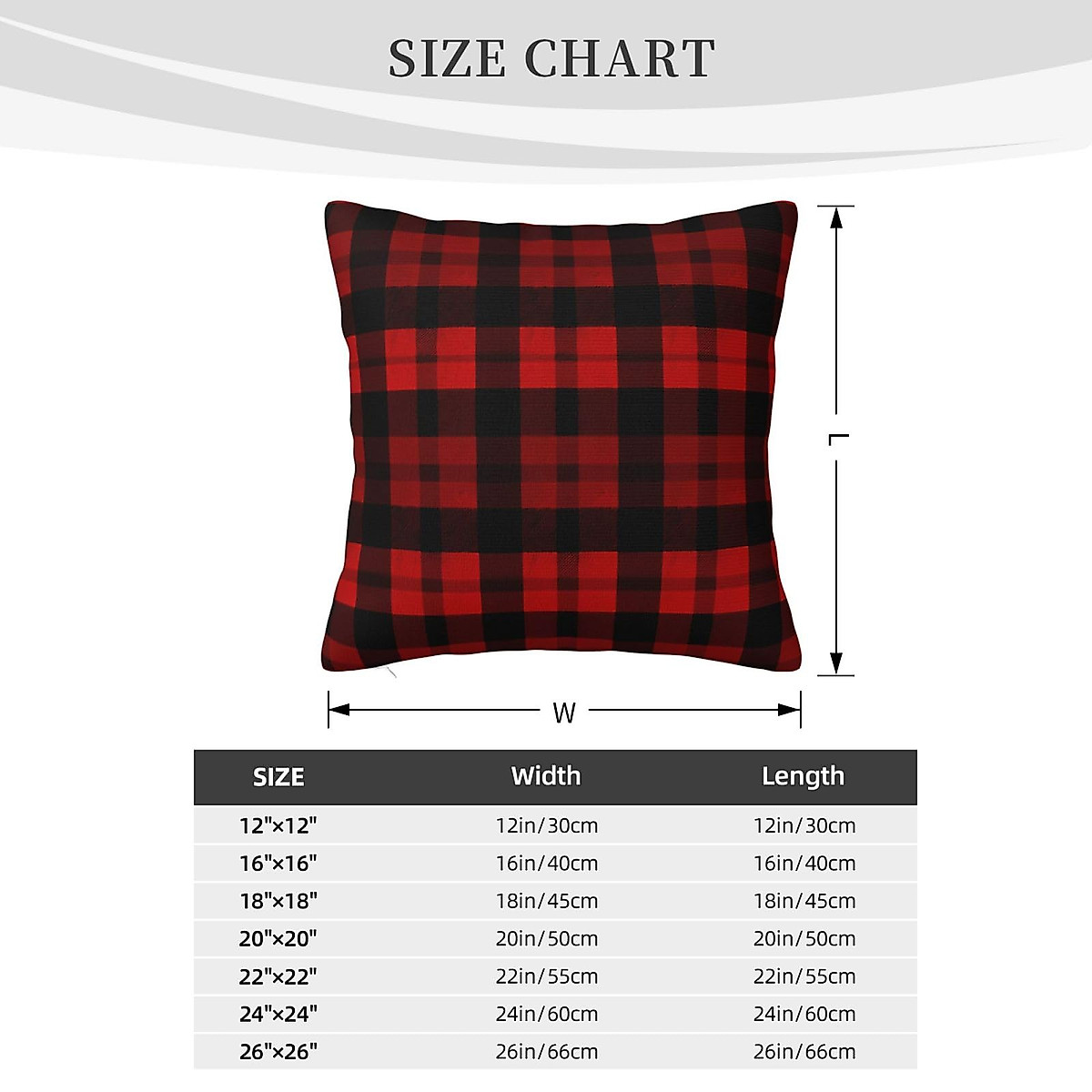 RLDOBOFE Decorative Throw Pillow Covers 24"x24" Double Sided Pillow Covers for Sofa Plaid Red and Black Couch Throw Pillow Cases Soft Plush Cushion Case Square Cushion Cover for Living Room